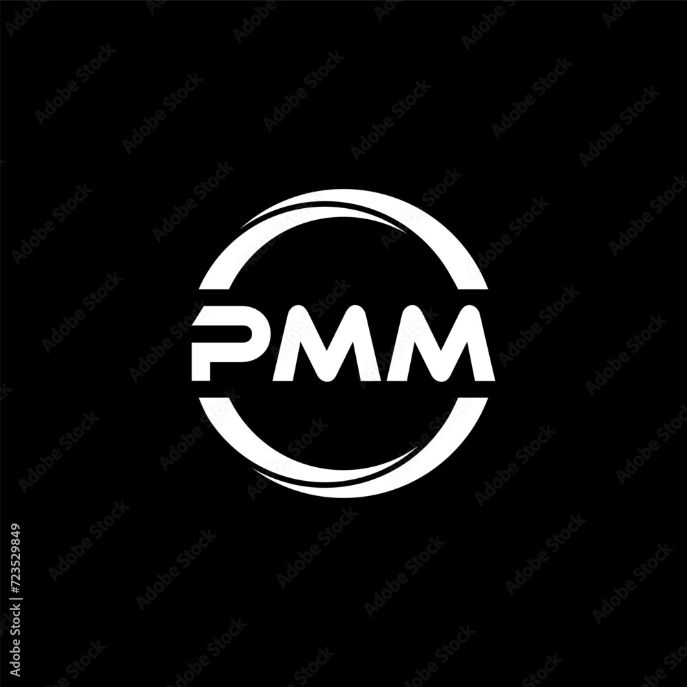 PMM letter logo design with black background in illustrator, cube logo ...