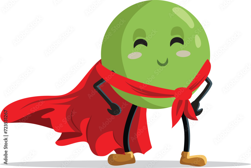 Superhero Green pea Character Vector Cartoon illustration. Funny ...