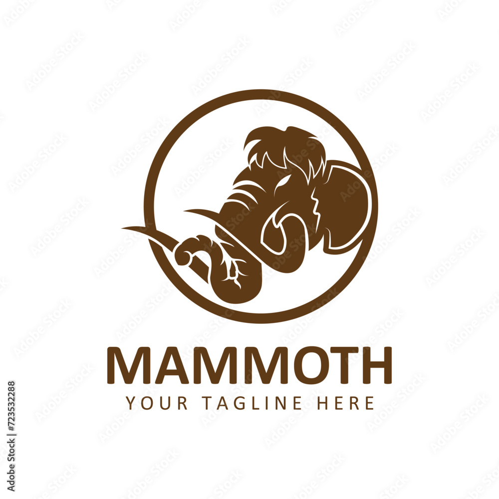 Vetor de woolly mammoth logo design template with long tusks. Creative ...