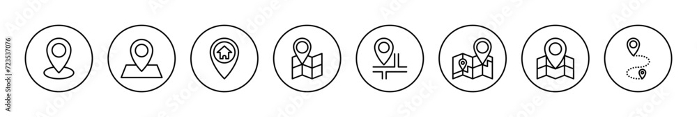 Maps and pin icon vector. location sign and symbol. geo locate, pointer ...