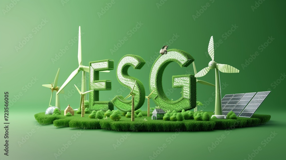 ESG Typography Dynamic 3D typography of the text 'ESG' showcasing the ...