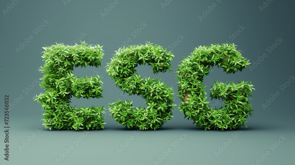 ESG Typography Dynamic 3D typography of the text 'ESG' showcasing the ...