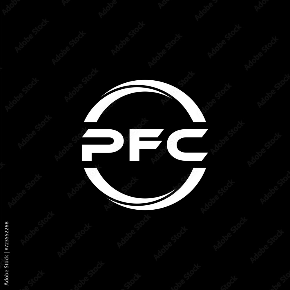 Vecteur Stock PFC letter logo design with black background in ...