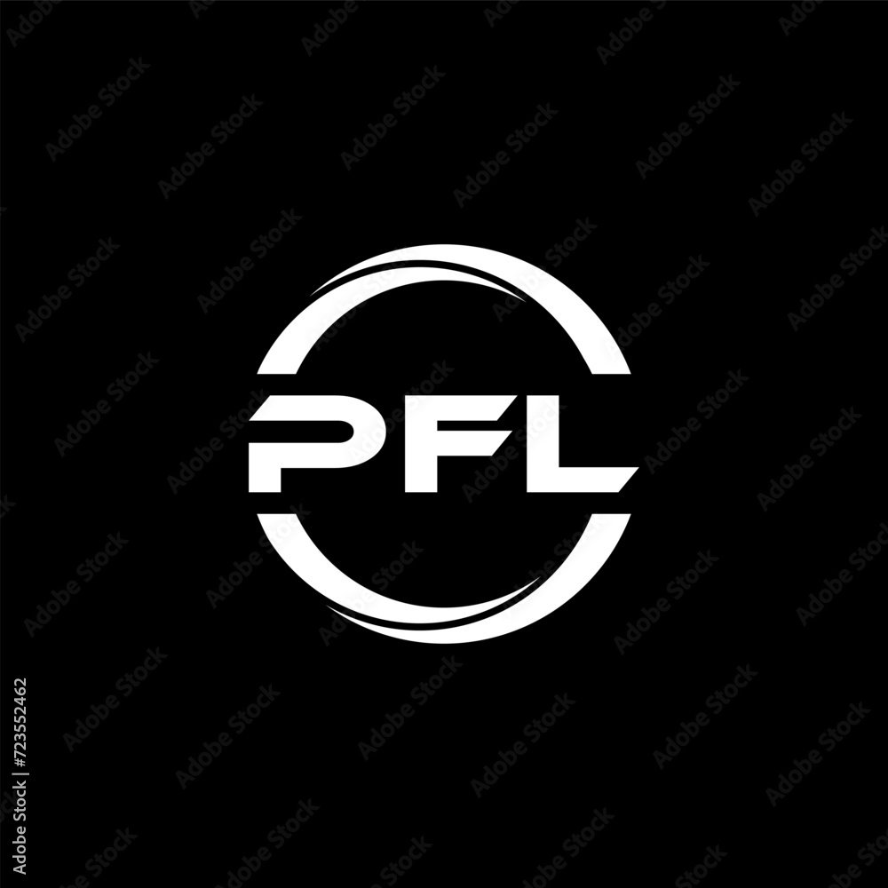 PFL letter logo design with black background in illustrator, cube logo ...