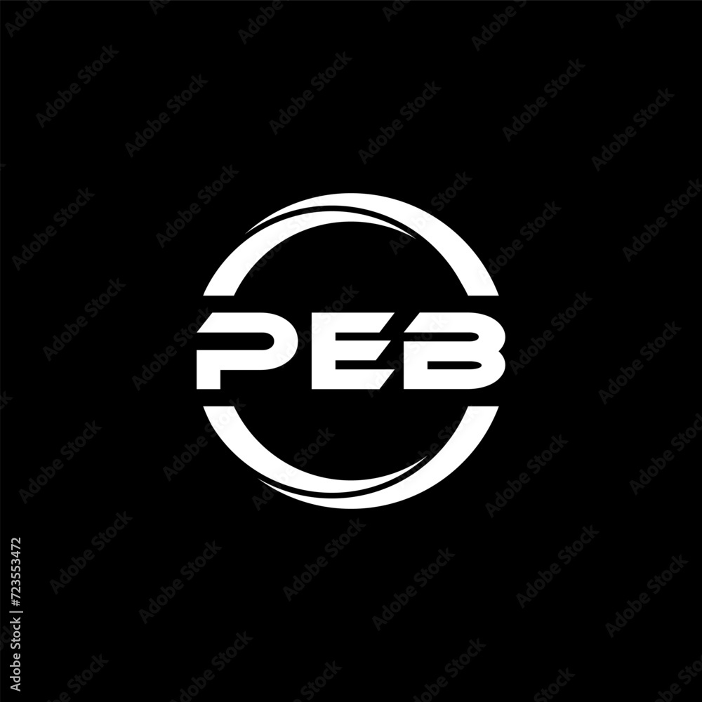 PEB letter logo design with black background in illustrator, cube logo, vector logo, modern ...