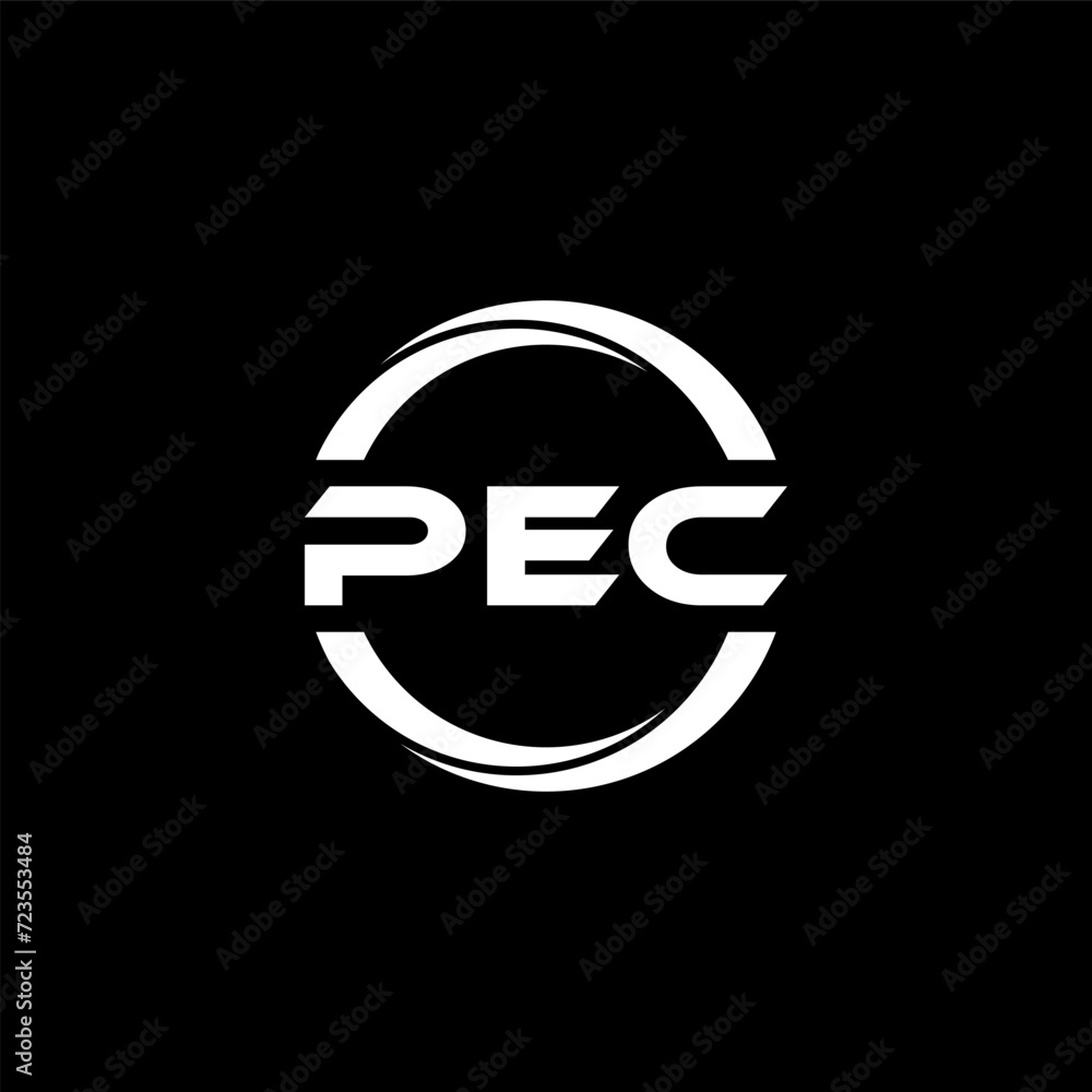PEC letter logo design with black background in illustrator, cube logo ...