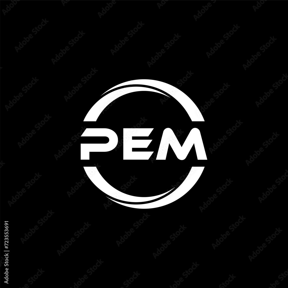 Vetor do Stock: PEM letter logo design with black background in ...