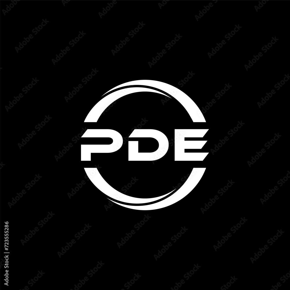 PDE letter logo design with black background in illustrator, cube logo ...