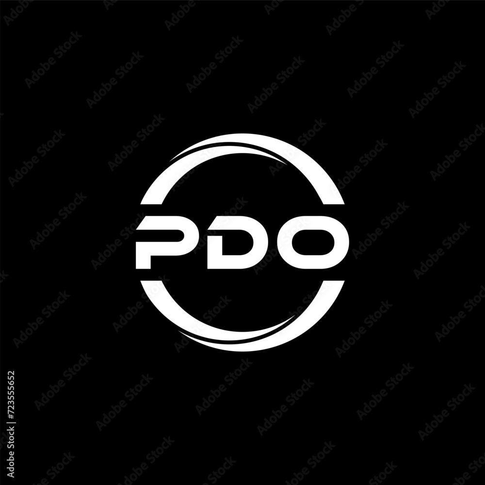 PDO letter logo design with black background in illustrator, cube logo ...