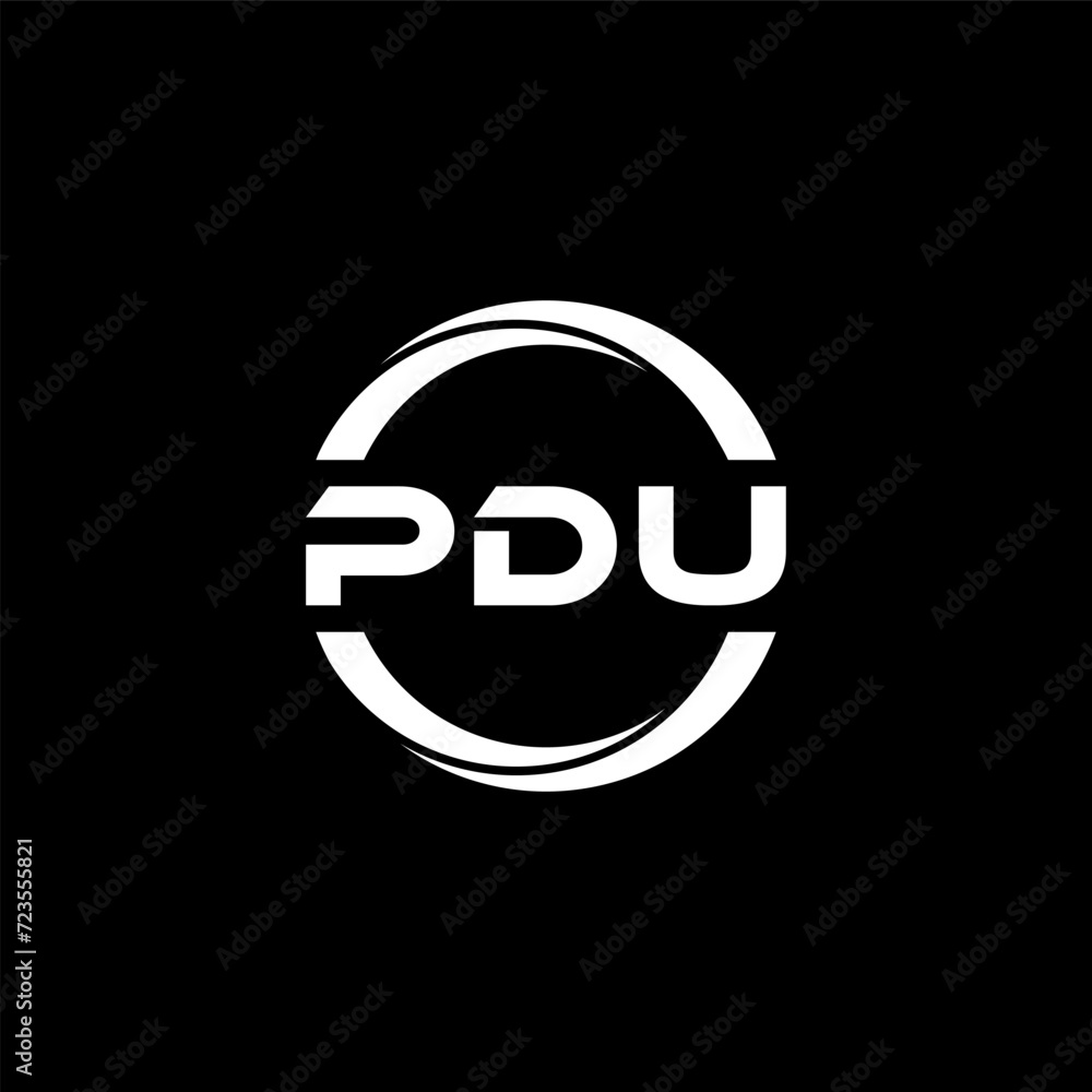 PDU letter logo design with black background in illustrator, cube logo ...