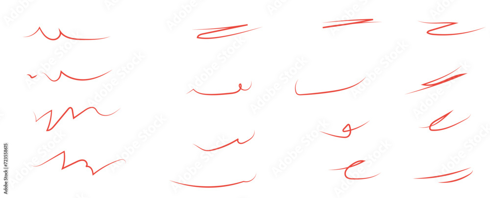 Red brush stroke underline. Marker pen highlight stroke. Vector swoosh ...