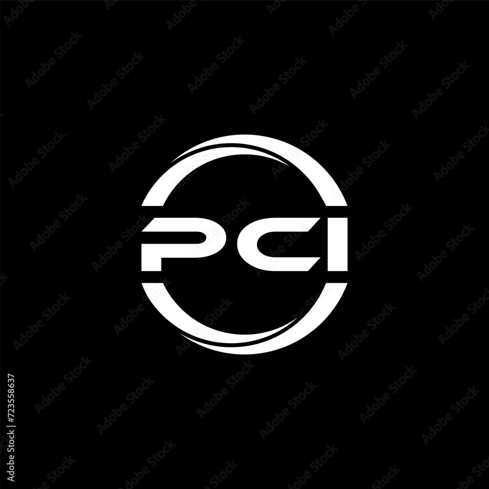 PCI letter logo design with black background in illustrator, cube logo ...