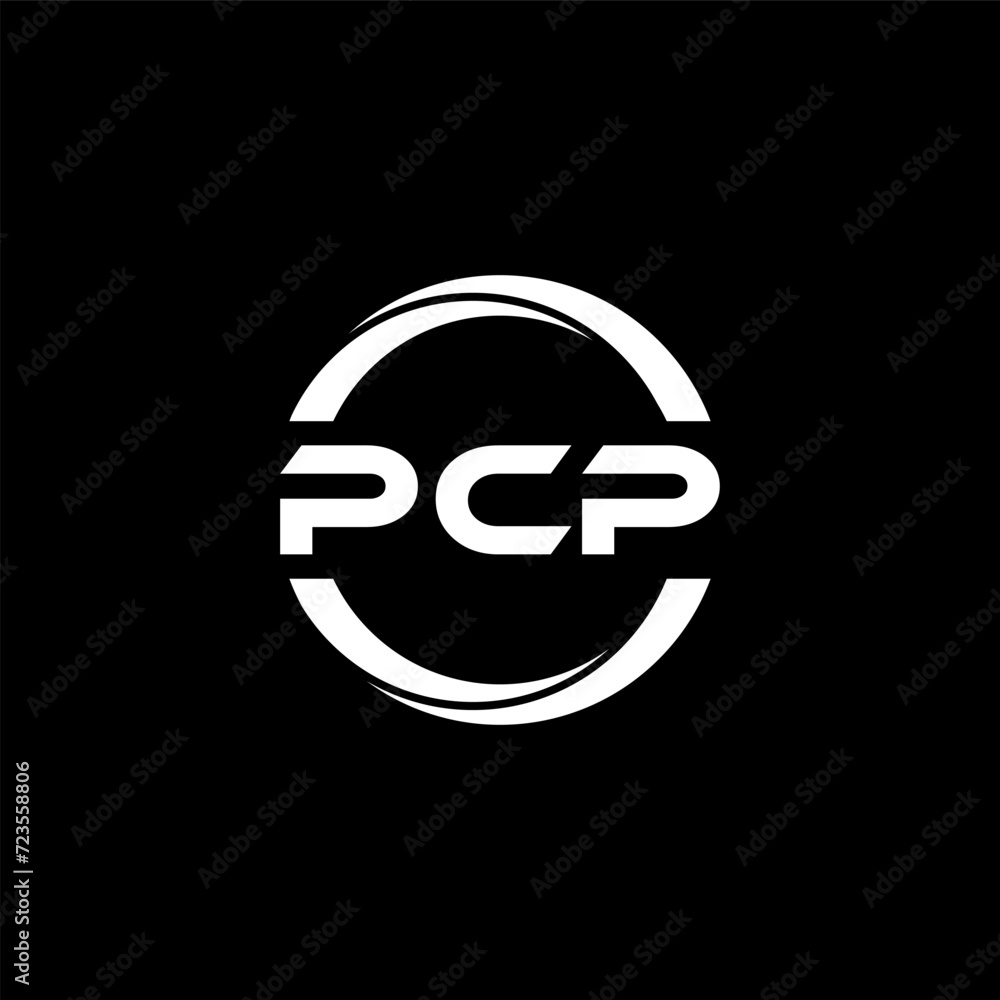 PCP letter logo design with black background in illustrator, cube logo ...
