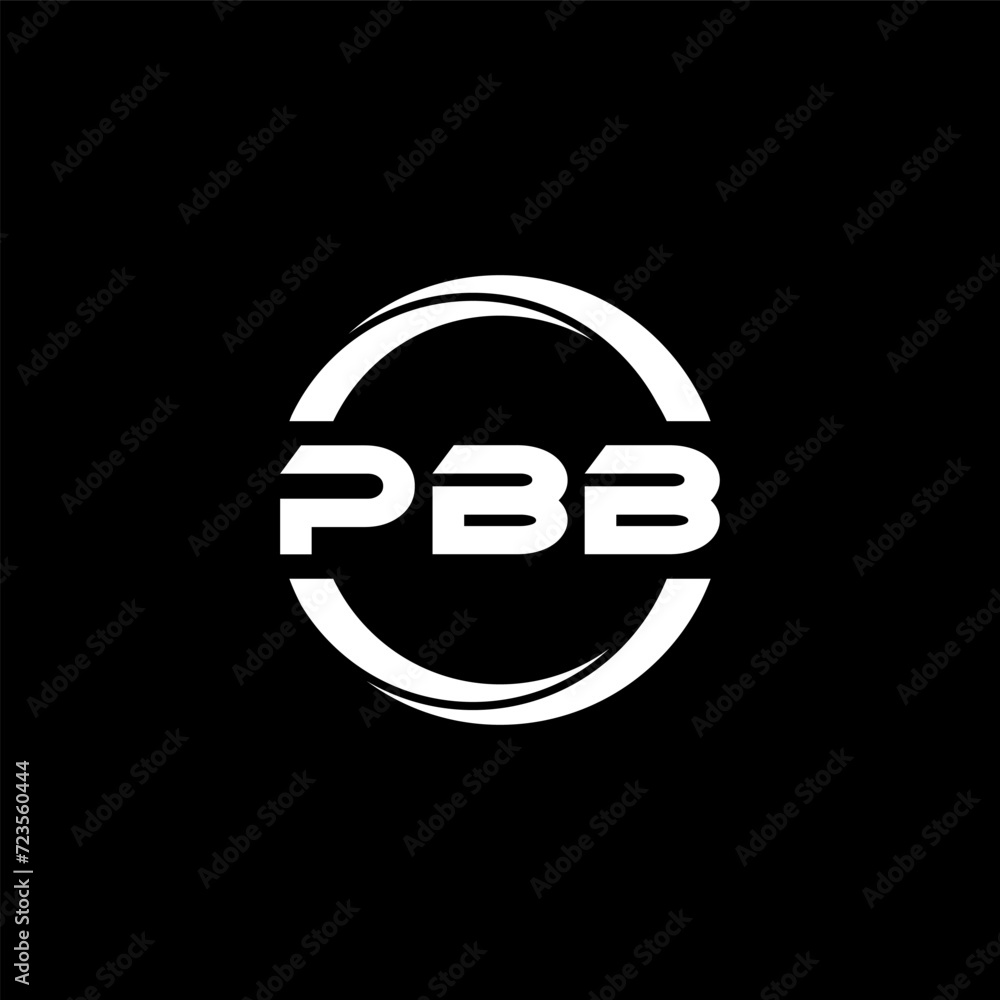 PBB letter logo design with black background in illustrator, cube logo ...