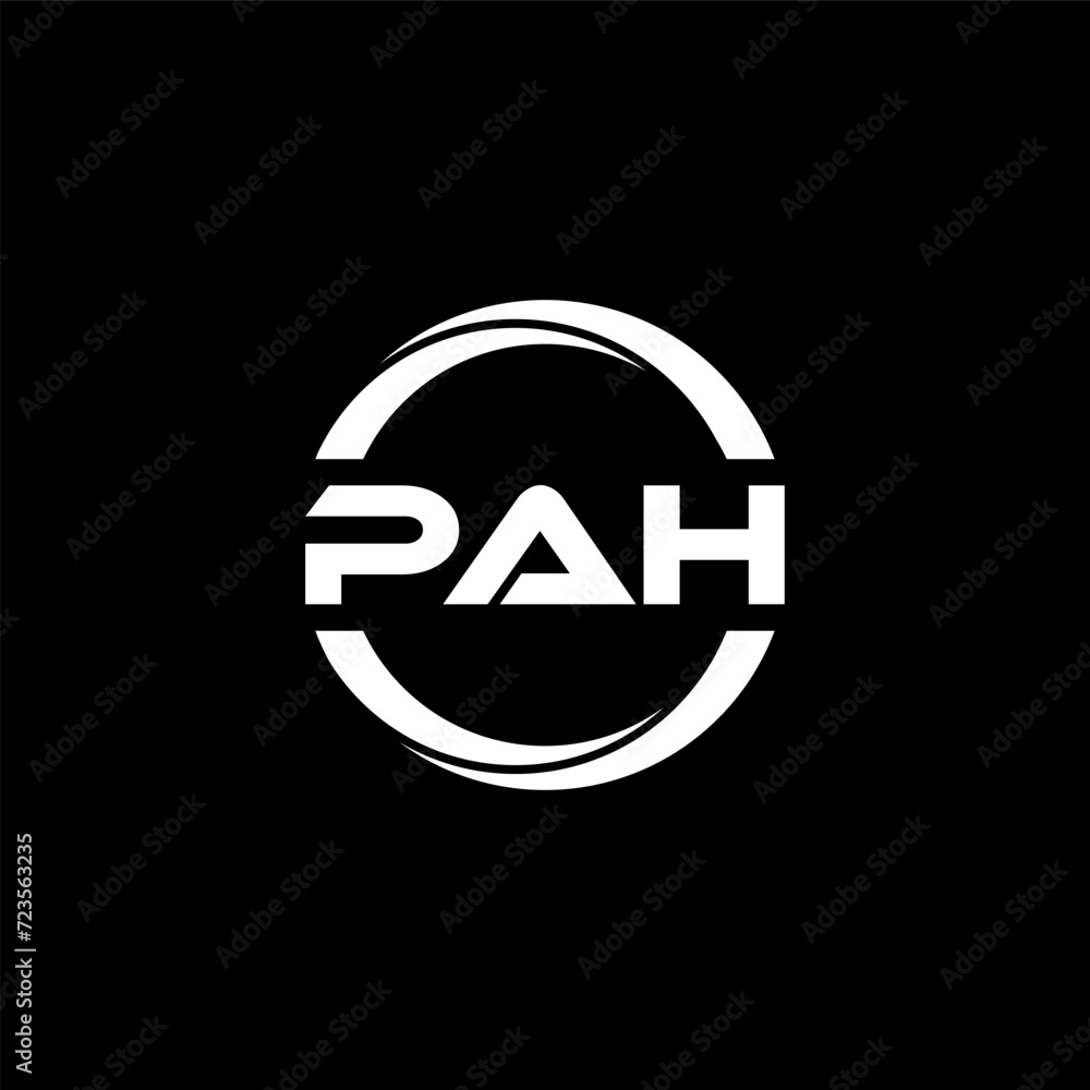 PAH letter logo design with black background in illustrator, cube logo ...