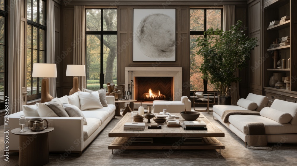 home interior design concept with cosy living room design by farm house ...