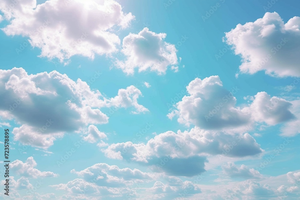 Pale blue square backdrop, mimicking a clear, sunny sky with realistic ...