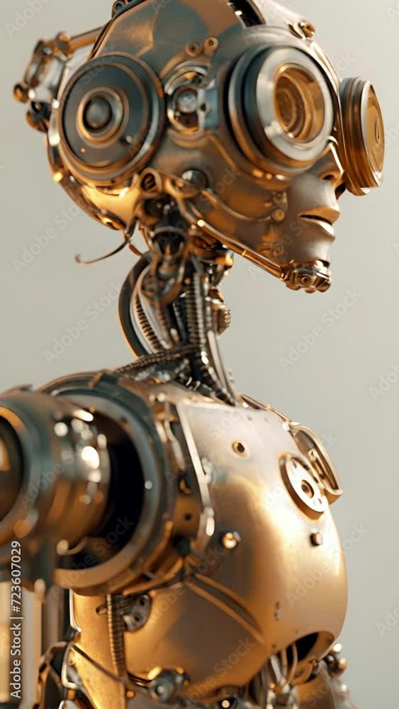 Cartoon digital avatar of a Steampunk Inventor with a sleek cybernetic ...