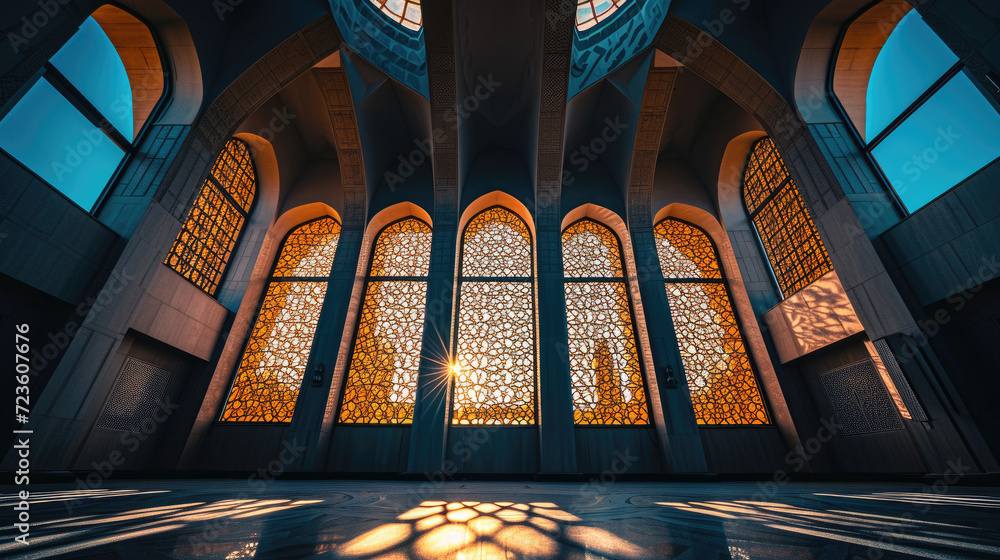 Afternoon sunlight streams through the windows of the stunning modern ...