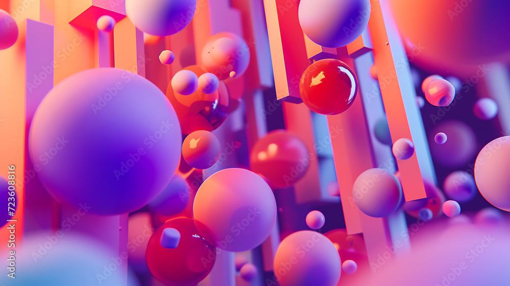 An awe-inspiring 3D abstract render showcases vibrant geometric shapes ...