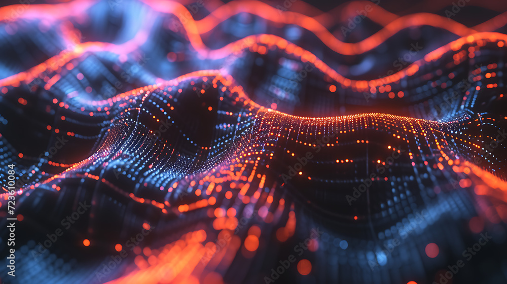 A stunning 3D abstract render of a cutting-edge neural network ...