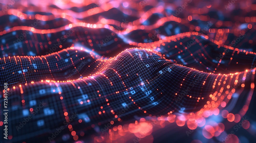 A stunning 3D abstract render of a cutting-edge neural network ...