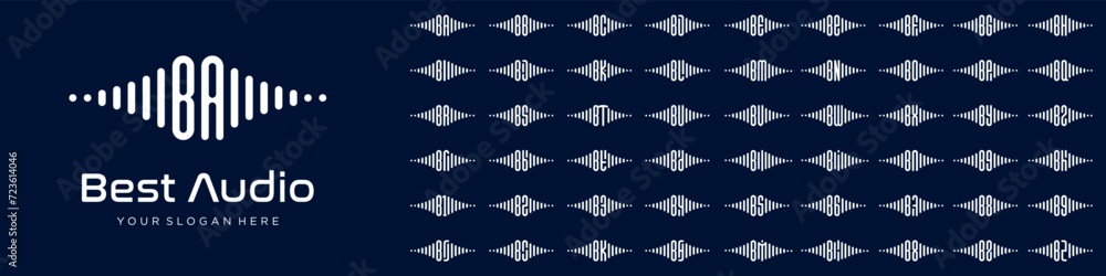 logos audio combined letter B with letters from A to Z and numbers from ...