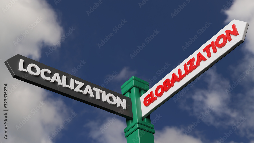 Poster 3d illustration of two direction arrows pointing in opposite ...