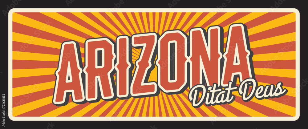 Arizona United States retro tin or metal plate, Didat deus Grand Canyon ...