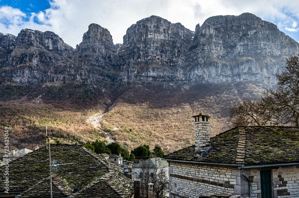 Papingo, the picturesque village of Zagorochoria in Epirus region with ...