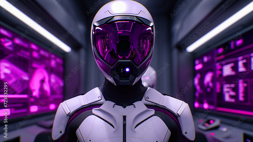 Man Science Technology: Robot Futuristic Fiction in Helmet Future with ...