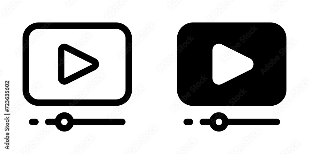 Editable video player, app, web, streaming vector icon. Movie, cinema ...