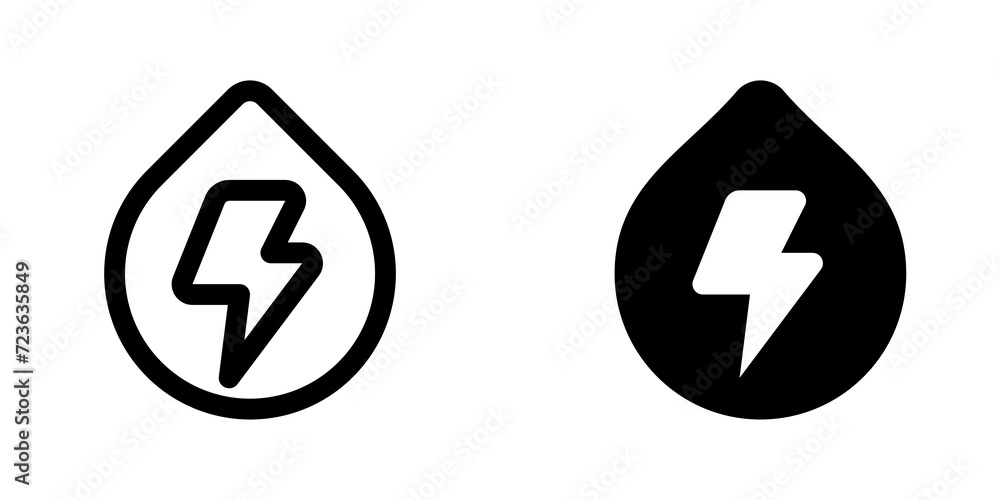 Editable hydro, water, energy, droplet, electricity vector icon ...