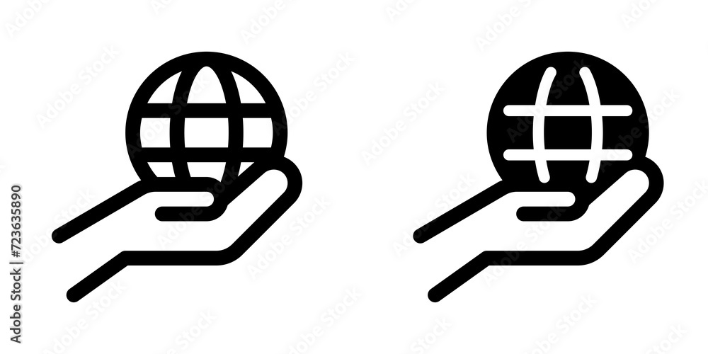 Editable hand holding earth, environment care, save the earth vector ...