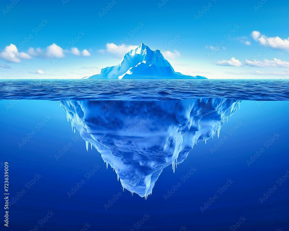 Iceberg Underwater Sea Ice: Water Blue Ocean in Antarctic Cold Sky ...