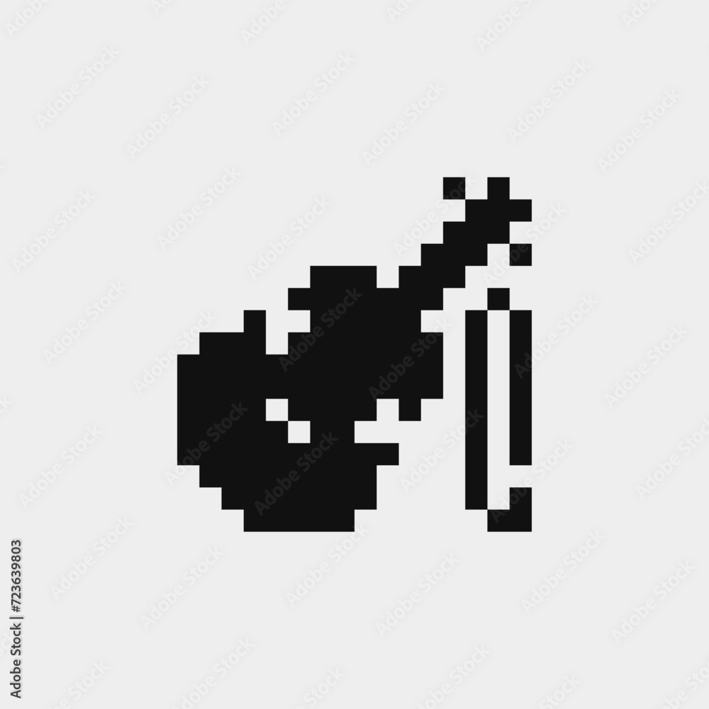 Violin musical instrument pixel art icon. Isolated vector illustration ...