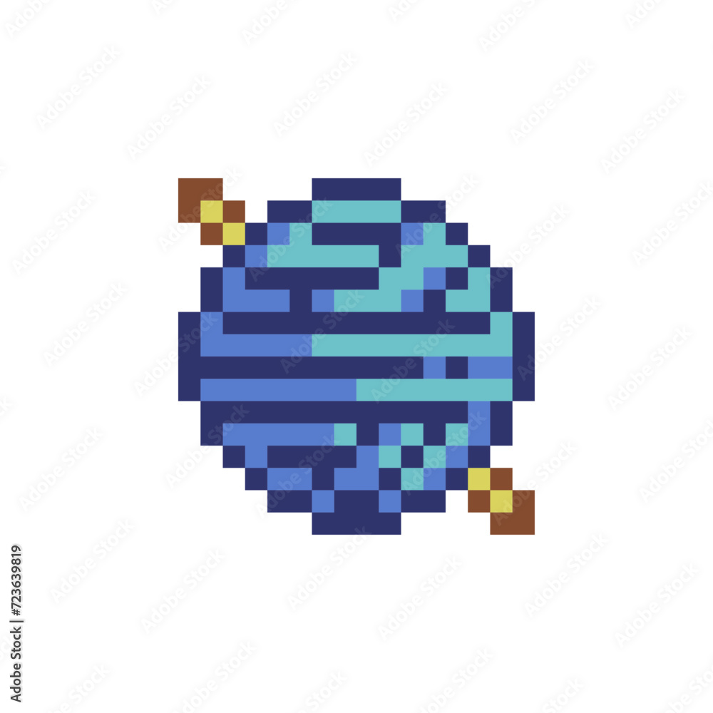 Knitting wool ball with needles. Symbol, logo needlework. Pixel art ...