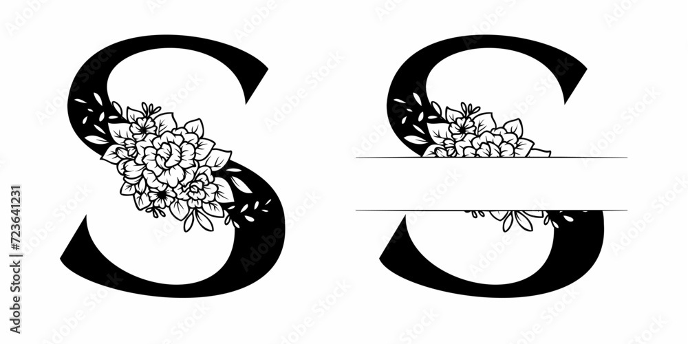 Alphabet Split Monogram, Split Letter Monogram, Alphabet Frame Font ...