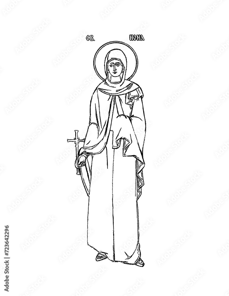 Saint Nonna of Nazianzus (name english). Coloring page in Byzantine ...