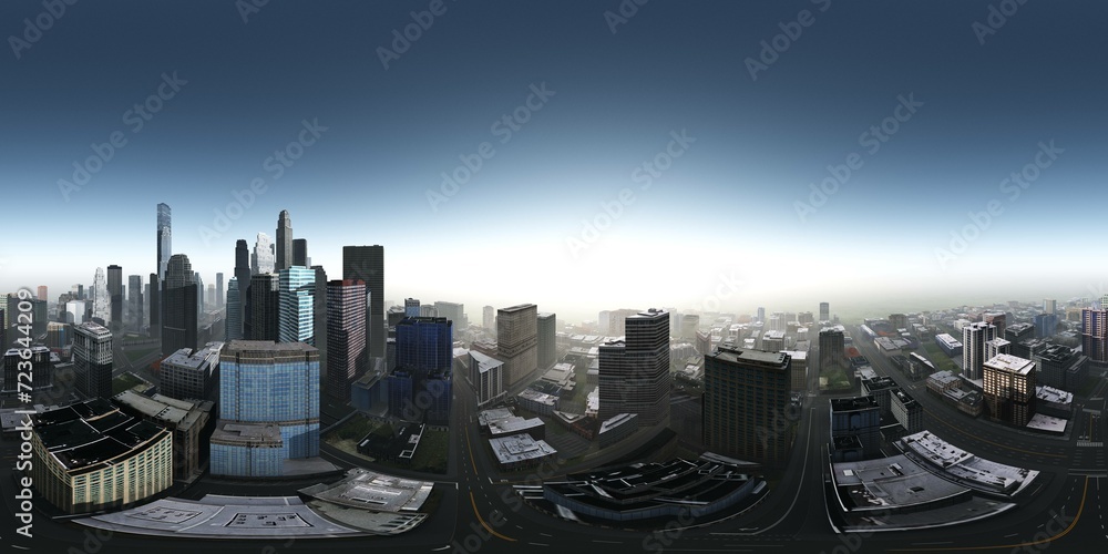 Panorama of the city. Environment map. HDRI map. equidistant projection ...