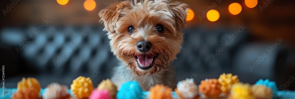 Happy Cute Scruffy Dog Celebrating Birthday, Desktop Wallpaper ...