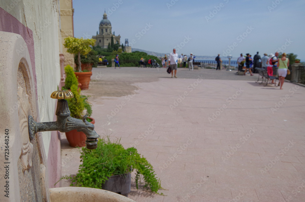 Scenic panoramic view of historic old town downtown with historic ...