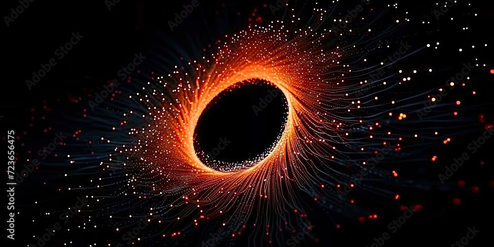 red circle light frame on black background.red light effects Fiber ...