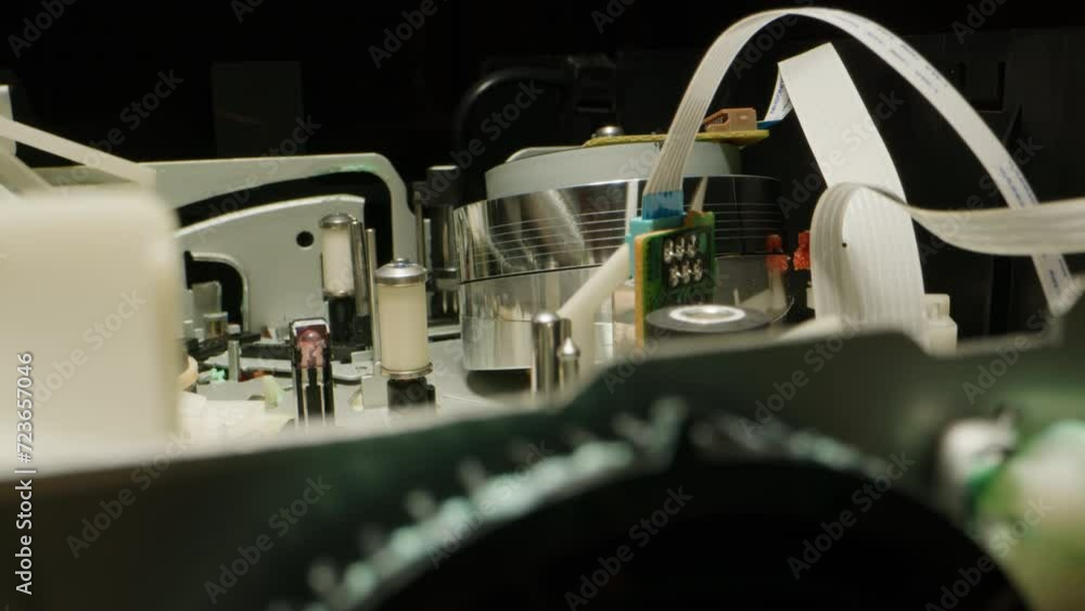 VHS PLAYER, Old video recorder inside close-up, VHS. Retro player in ...