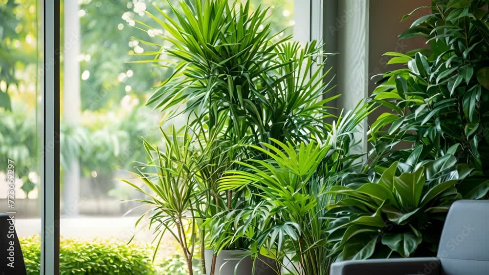 Vidéo Stock A corner of the office designated as a green space with a ...