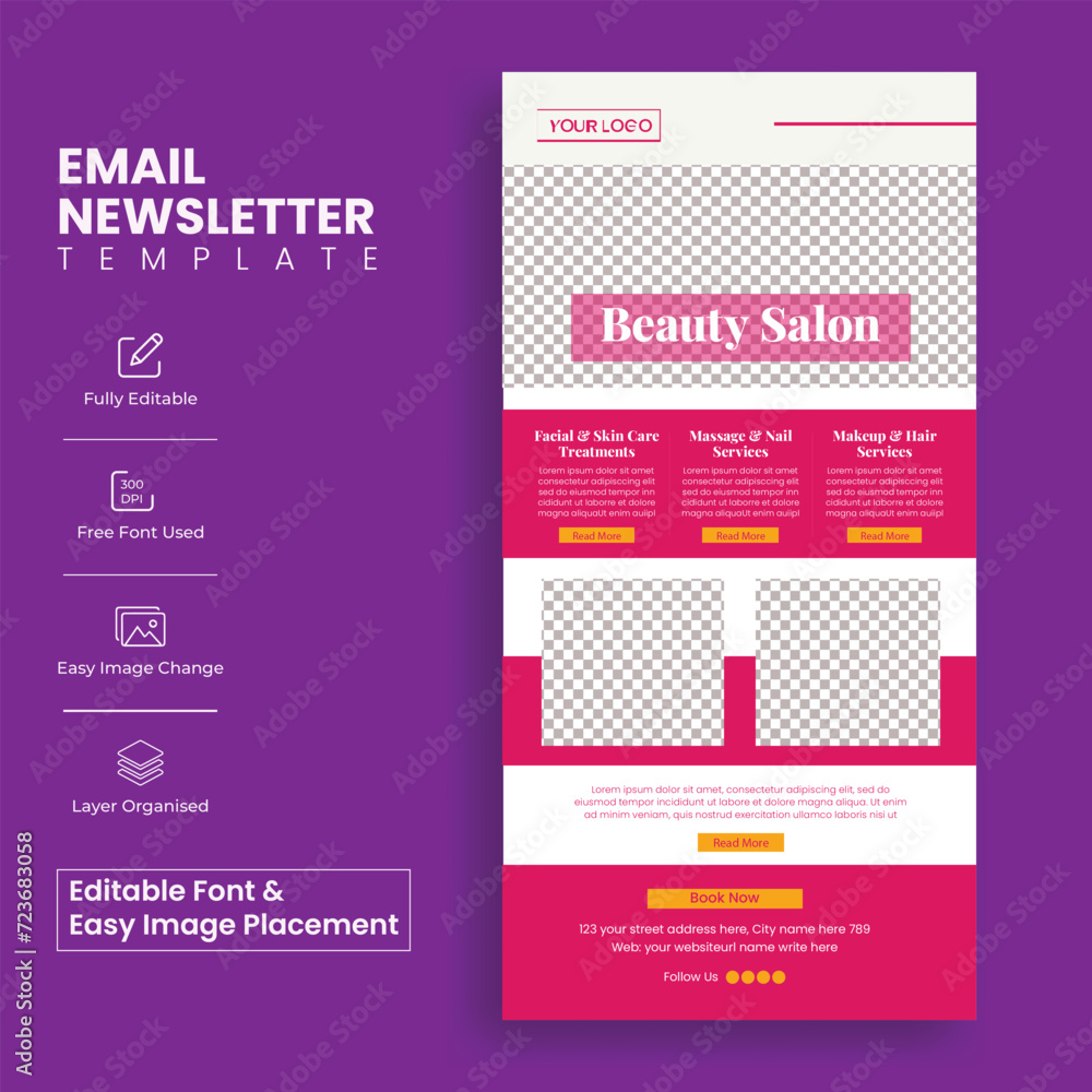 beauty spa salon and skin care Editable email newsletter template for ...