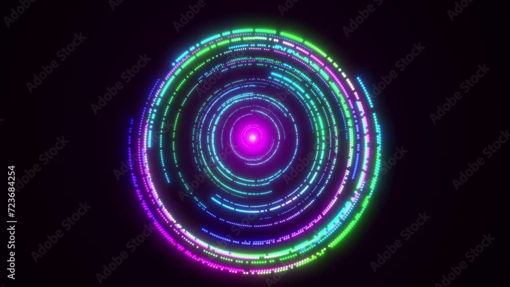 Neon Circle Dot Animation With Glowing Line Animation With Digital Dot ...