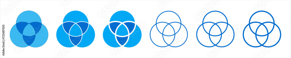 Blank solid and wire frame circle overlap chart. Business presentation ...
