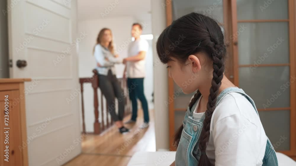 Wideo Stock: Stressed and unhappy young girl huddle in corner, cover ...