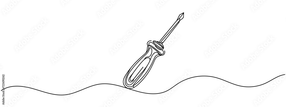 Screwdriver icon line continuous drawing vector. One line Screwdriver ...